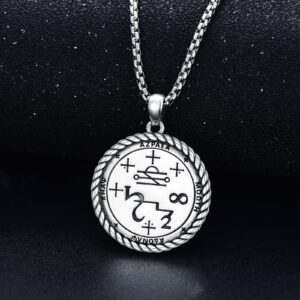 Archangel Azrael Sigil Necklace 925 Sterling Silver Saint Azrael Medallion Talisman Pendant Protection Amulet Jewelry Spirit Angel Sigil Medal Spiritual Gift for Men Women