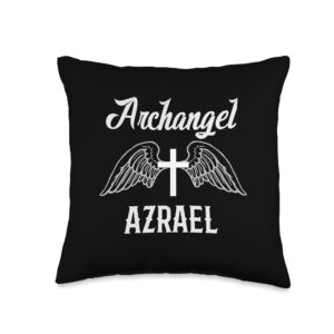 archangel azrael costume - catholics cosplay saint azrael the archangel traditional catholic prayer throw pillow, 16x16, multicolor