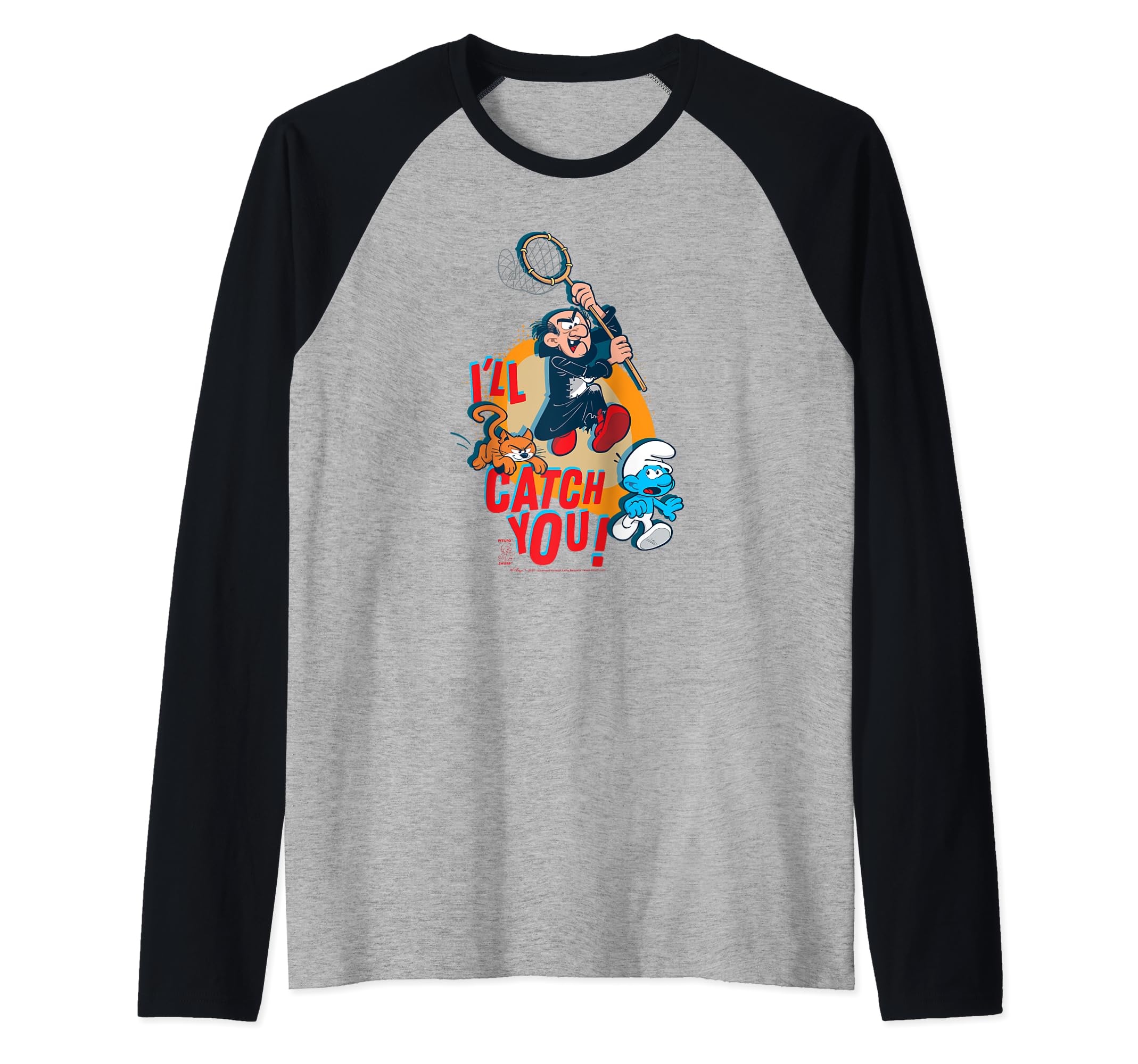 The Smurfs Gargamel Azrael I’ll Catch You! Raglan Baseball Tee