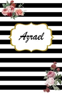 azrael: classic floral personalized notebook/journal/ log book/ planner with name, 110 pages of your selected paper, planner. size: 6” x 9”