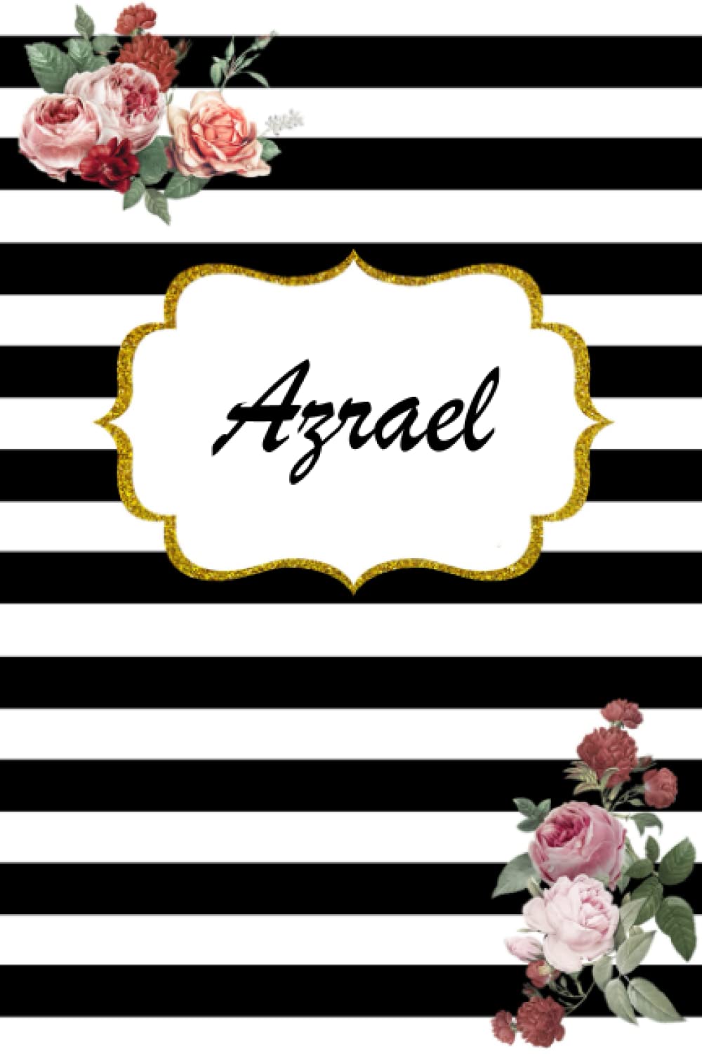 Azrael: Classic Floral Personalized Notebook/Journal/ Log Book/ Planner With Name, 110 pages of your selected paper, planner. Size: 6” x 9”