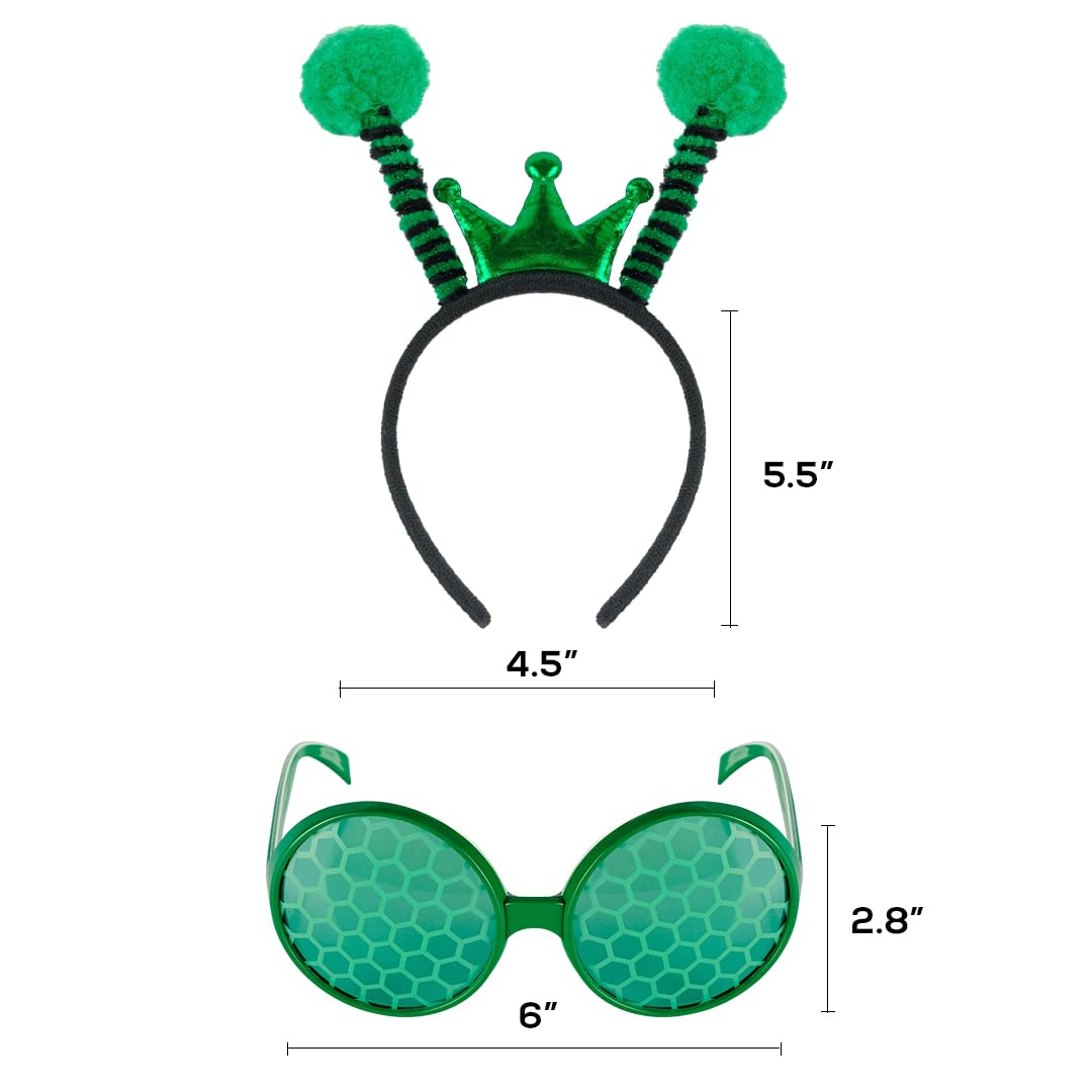 Funcredible Green Bug Antenna Headband and Eye Glasses - Mantis Antenna Headband - Fly Glasses - Fly Costume - Insect Costume for Kids and Adults