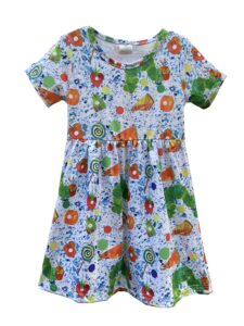 toddler little girls spring summer the very hungry caterpillar baby girl short sleeve dress for 1-8 years (5t) green