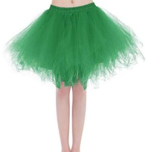 Adult Women 80's Plus Size Tutu Skirt Layered Tulle Petticoat Halloween Tutu Dark Green