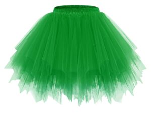 christmas tulle tutu skirt for women for cosplay party multi-layer frilly green m