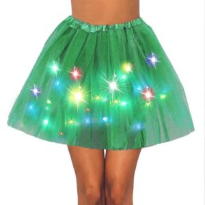 victray women light up tutus adult led tulle tutu skirt sparkly plus size tutu costume (green 1)