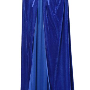 BIGXIAN Long Hooded Cloak Velvet Cape Witch Costume Halloween Costumes for Women Men (Blue, Large)