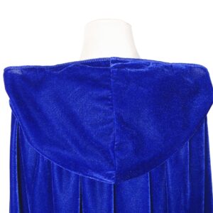 BIGXIAN Long Hooded Cloak Velvet Cape Witch Costume Halloween Costumes for Women Men (Blue, Large)