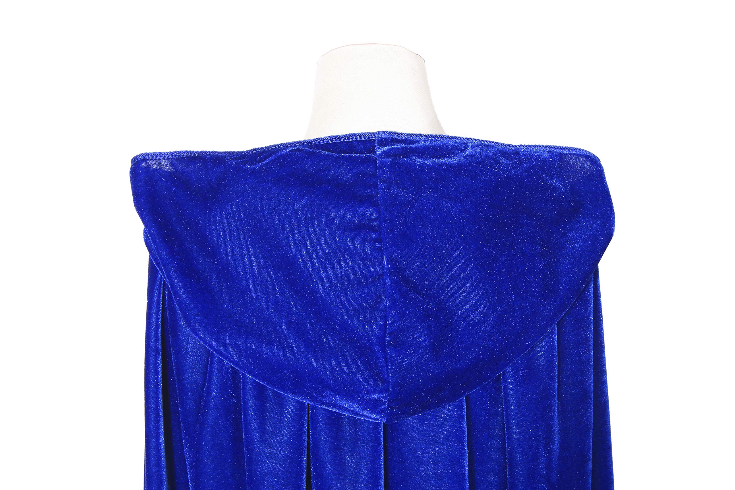 BIGXIAN Long Hooded Cloak Velvet Cape Witch Costume Halloween Costumes for Women Men (Blue, Large)