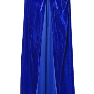 BIGXIAN Long Hooded Cloak Velvet Cape Witch Costume Halloween Costumes for Women Men (Blue, Large)