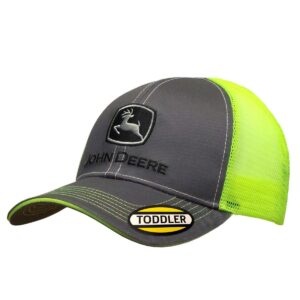 john deere toddler/kids mesh back cap (grey/neon green)