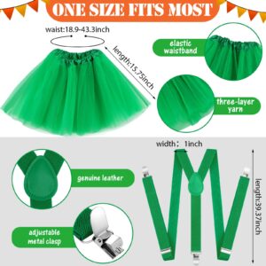 4 Pcs Halloween Costume Tutu Skirt Suspenders Set for Women Y Shape Suspender Tube Socks and Cotton Gloves(Green)