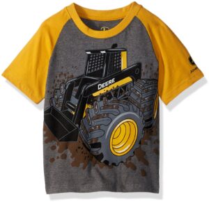 john deere boys t-shirt t shirt, heather grey/construction yellow, 4 us