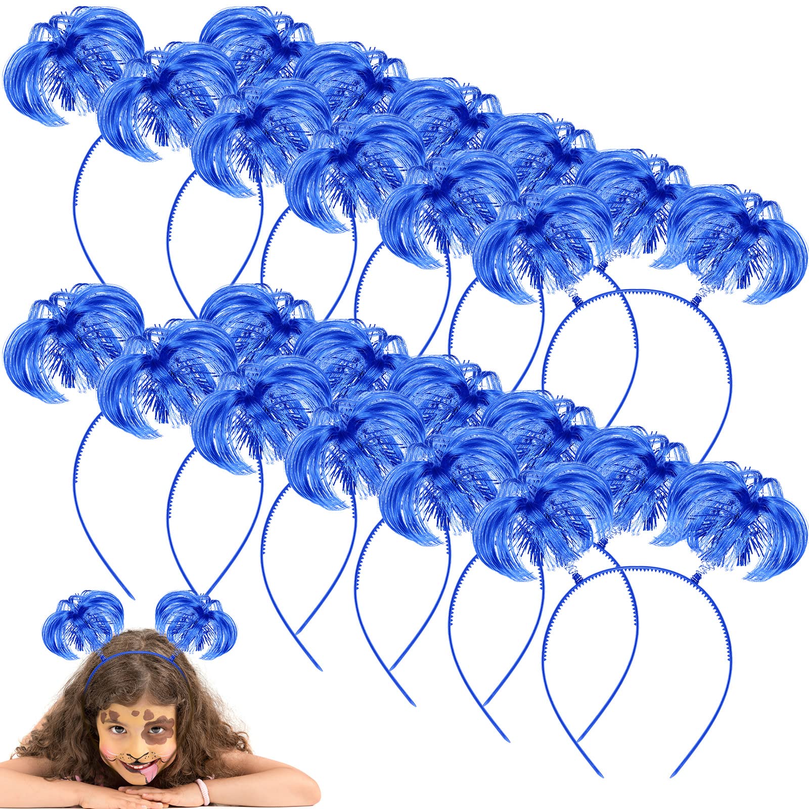 Jexine 12 Pieces Tinsel Wrapped Ponytails Headbands Headwear Feathers Head Bopper for Women Girls Hair Costume Accessories(Blue)