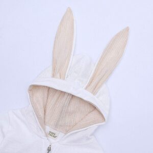 Simplee kids Animal Bunny Baby Easter Clothes Long Ear Rabbit Hoodie Romper with Zipper