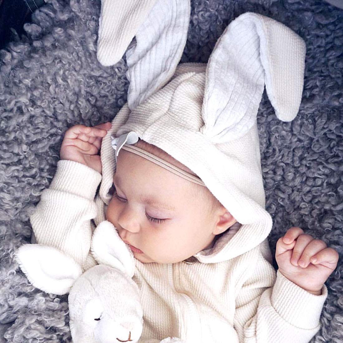 Simplee kids Animal Bunny Baby Easter Clothes Long Ear Rabbit Hoodie Romper with Zipper