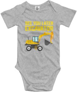 bwsaon baby girls see you later excavator newborn funny letter print romper jumpsuit outfit, gray, 0-6 months