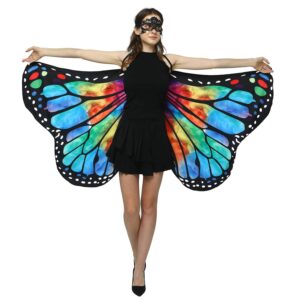 shireake baby halloween/party costumes,double-sided printing fabric butterfly wings for women,butterfly fairy ladies costume (147 x70 cm, mutlicolor)