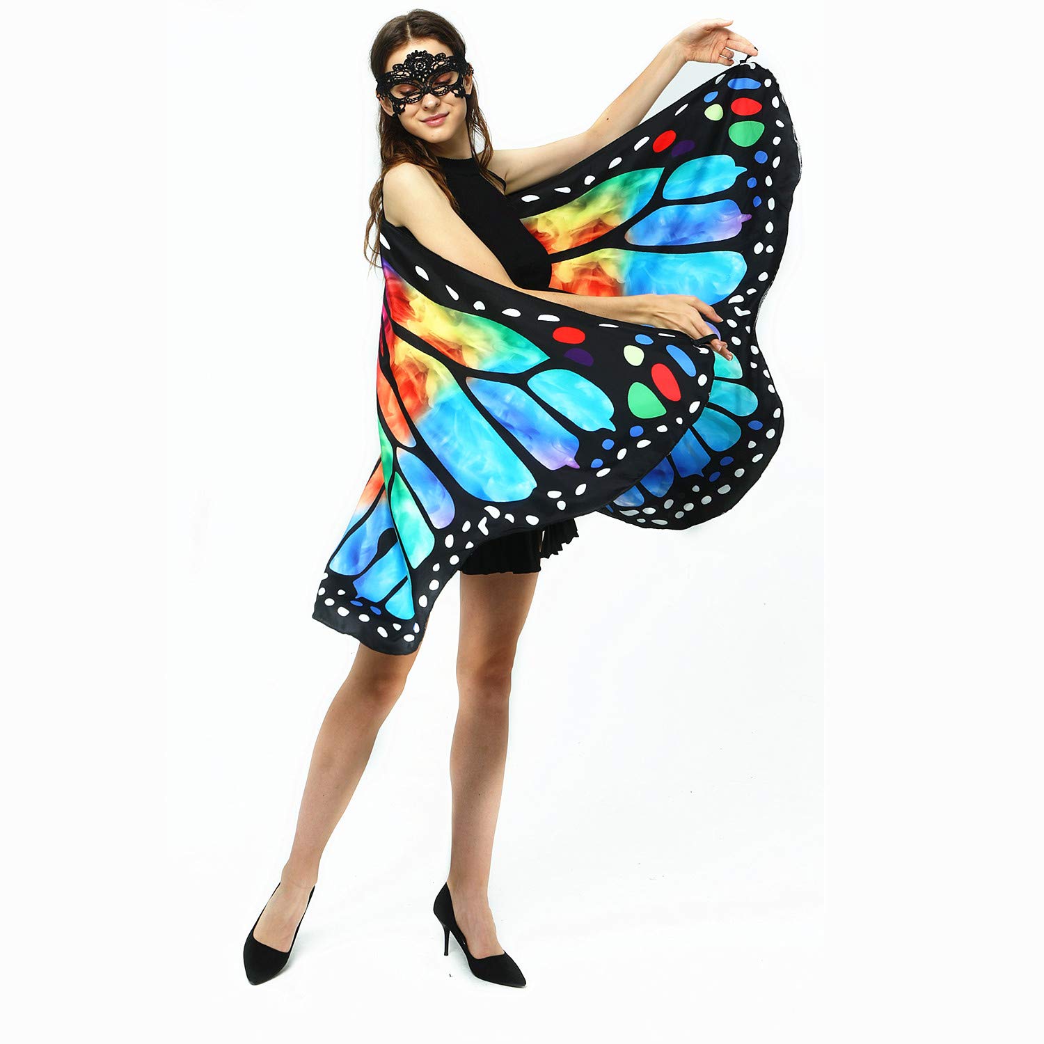 Shireake Baby Halloween/Party Costumes,Double-Sided Printing Fabric Butterfly Wings for Women,Butterfly Fairy Ladies Costume (147 x70 CM, Mutlicolor)