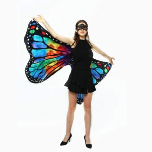 Shireake Baby Halloween/Party Costumes,Double-Sided Printing Fabric Butterfly Wings for Women,Butterfly Fairy Ladies Costume (147 x70 CM, Mutlicolor)