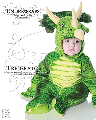 Underwraps Costumes Baby's Triceratops Costume Jumpsuit, Green, X-Large (4-6 Yrs)