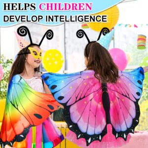 iROLEWIN Toddler Kids-Fairy-Butterfly-Wings-Costume for Girls Dress-Up Mask Tutu and Headband Child Party-Favors Toys Gifts