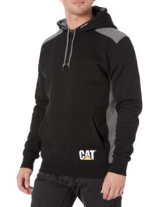 caterpillar men's tall logo panel hooded sweatshirt (regular and big sizes), black, 3x large