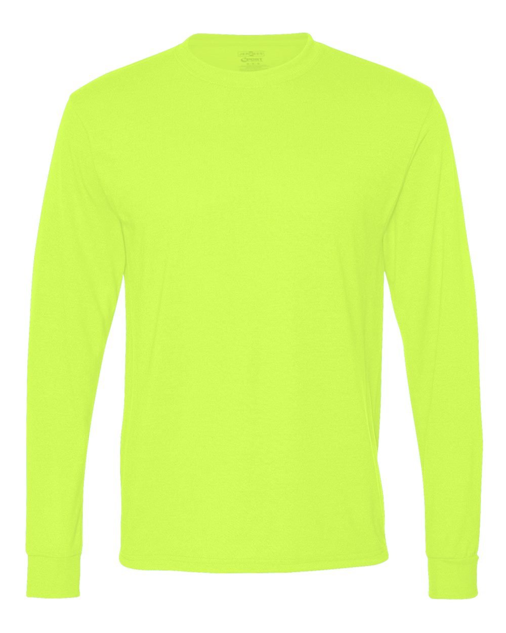 Jerzees 100% Polyester Moisture-Wicking Long-Sleeve T-Shirt, XL, SAFETY GREEN