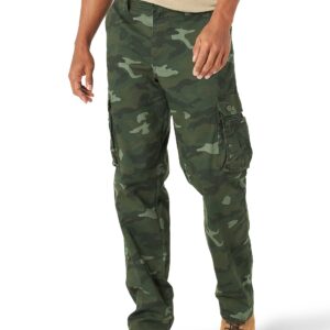 Lee Men's Wyoming Relaxed Fit Cargo Pant, Green Camo, 40W x 32L