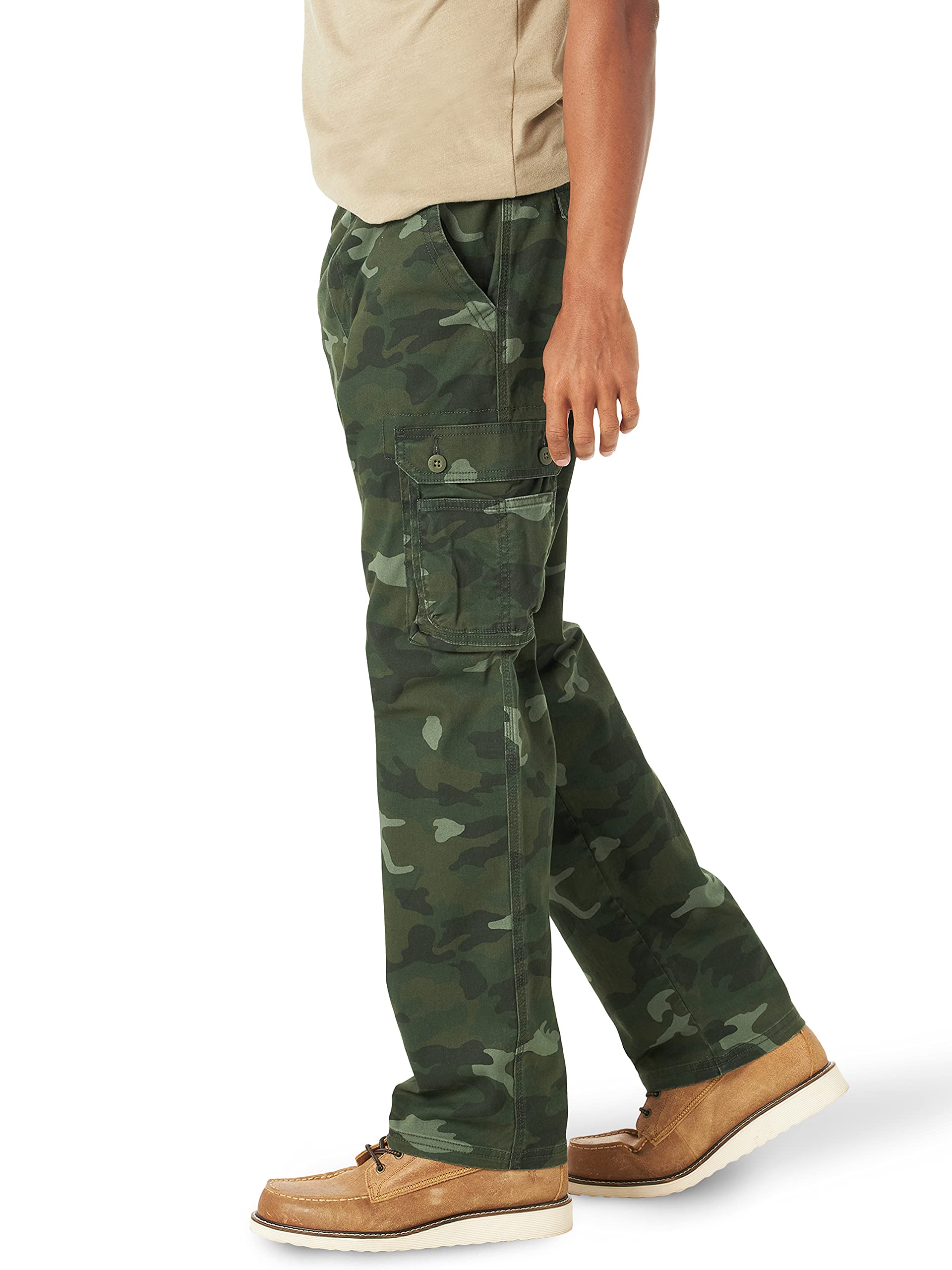 Lee Men's Wyoming Relaxed Fit Cargo Pant, Green Camo, 40W x 32L