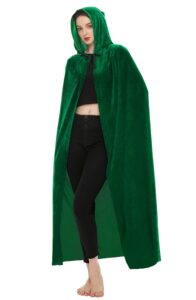 siskin hooded cloak unisex adult cloak with hood halloween christmas velvet hooded cape cosplay costume for women green large