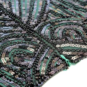 Letter Love Women 1920s Vintage Flapper Fringe Beaded Gatsby Party Dress With 20s Accessories Set (S, Black Green)