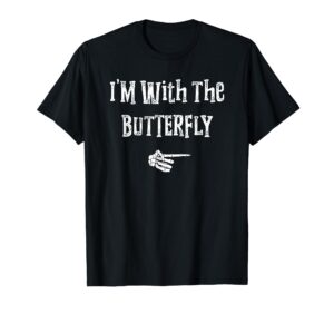 i'm with butterfly halloween costume funny couples matching t-shirt