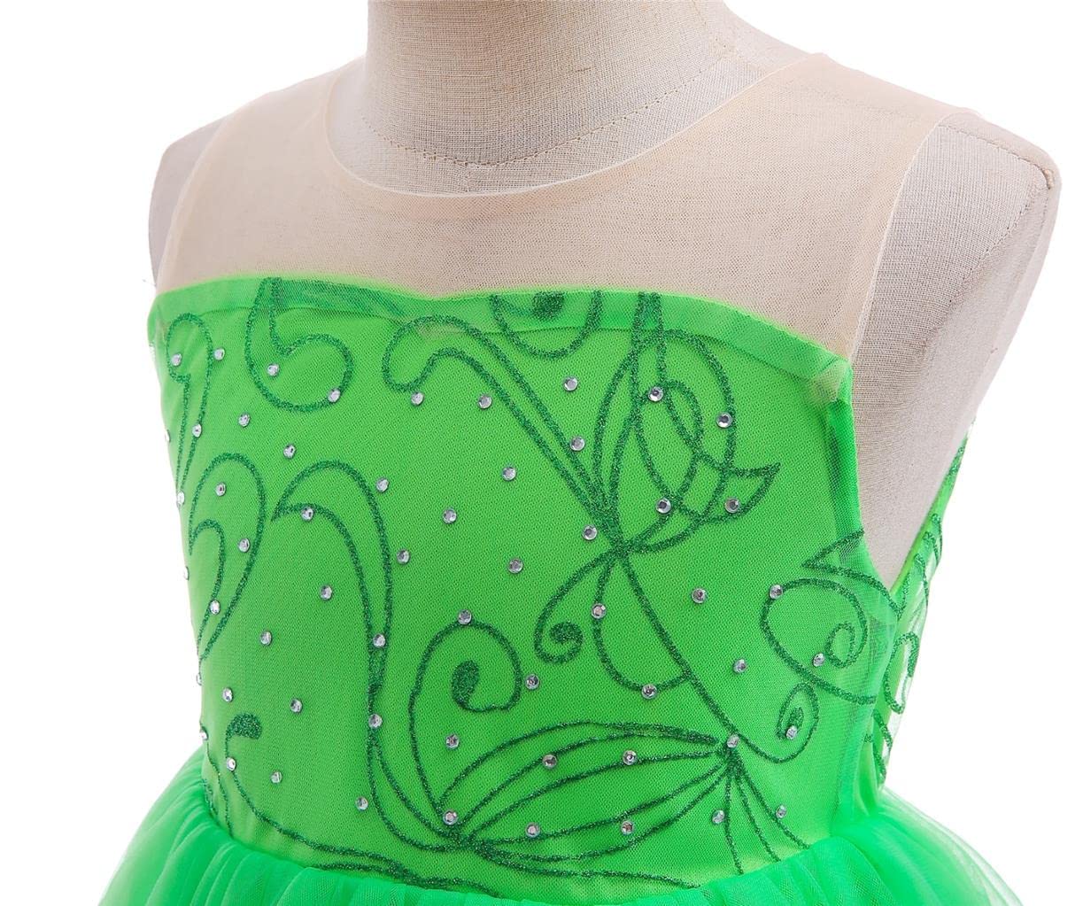 Dressy Daisy Green Fancy Fairy Costume with Butterfly Wings for Toddler Girls Halloween Birthday Party Dress Up Size 4T to 5T