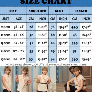 Boys Renaissance Pirate Sleeveless T Shirts Costume Kids Viking Medieval Lace Up Scottish Halloween Cosplay Tank Tops