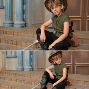 Boys Renaissance Pirate Sleeveless T Shirts Costume Kids Viking Medieval Lace Up Scottish Halloween Cosplay Tank Tops