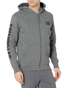 caterpillar men's full zip hooded sweatshirt (regular and big & tall sizes), dark heather grey, 2x large