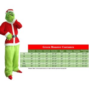 Cupohus Green Monster Costume for Adult Christmas Santa Costumes With Mask Furry Men Suit Halloween Outfit