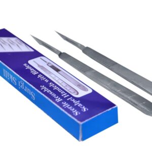 Surgiskill Pack of 2 Scalpel Handle # 3 and 10 Pcs. Scalpel Blades #11, Best for Craft Card Making, Cutter Podiatry, Dermaplaning, Dental, Medical & Vet Students