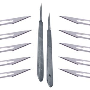 Surgiskill Pack of 2 Scalpel Handle # 3 and 10 Pcs. Scalpel Blades #11, Best for Craft Card Making, Cutter Podiatry, Dermaplaning, Dental, Medical & Vet Students