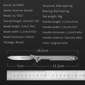 OLITANS T022 Titanium Alloy Pocket Knife Folding scalpel knife With Glass Breaker Tool Multifunctional knife No.60 scalpel blade 1.71oz