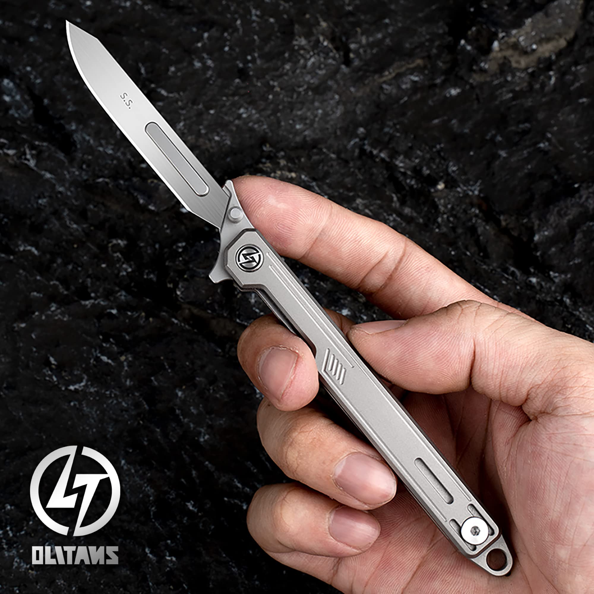 OLITANS T022 Titanium Alloy Pocket Knife Folding scalpel knife With Glass Breaker Tool Multifunctional knife No.60 scalpel blade 1.71oz