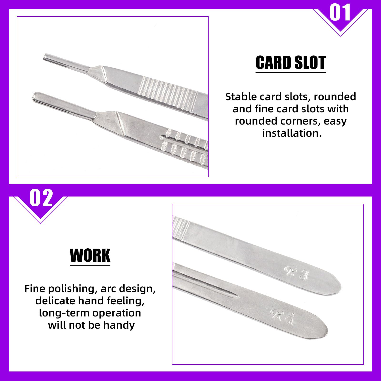 Swpeet 42Pcs 4 Styles #10#11#12#15 Scalpel Blades Surgical Grade Blades with #3 Scalpel Knife Handle Assortment Kit, Biology Lab Knives for Biology Lab Anatomy, Practicing Cutting, Sculpting