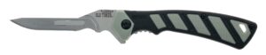 old timer replaceable blade knife with interchangeable 60a scalpel blades, rubber overmold grip, spare blades, thumb assist, and liner lock for hunting, skinning, and outdoors,black