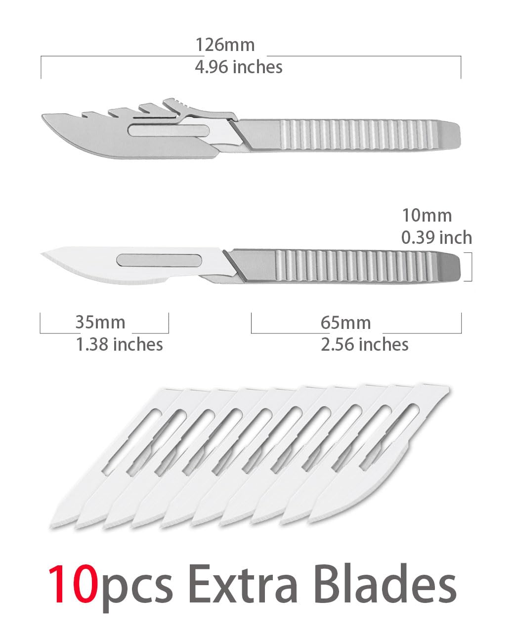 ainhue A5 Pocket Scalpel Utility Knife, 10pcs #24 Blades, 5 inch TC4 Titanium Pry Bar, EDC Multi-Tool Craft Knives for Box Opening, Paper Cutting