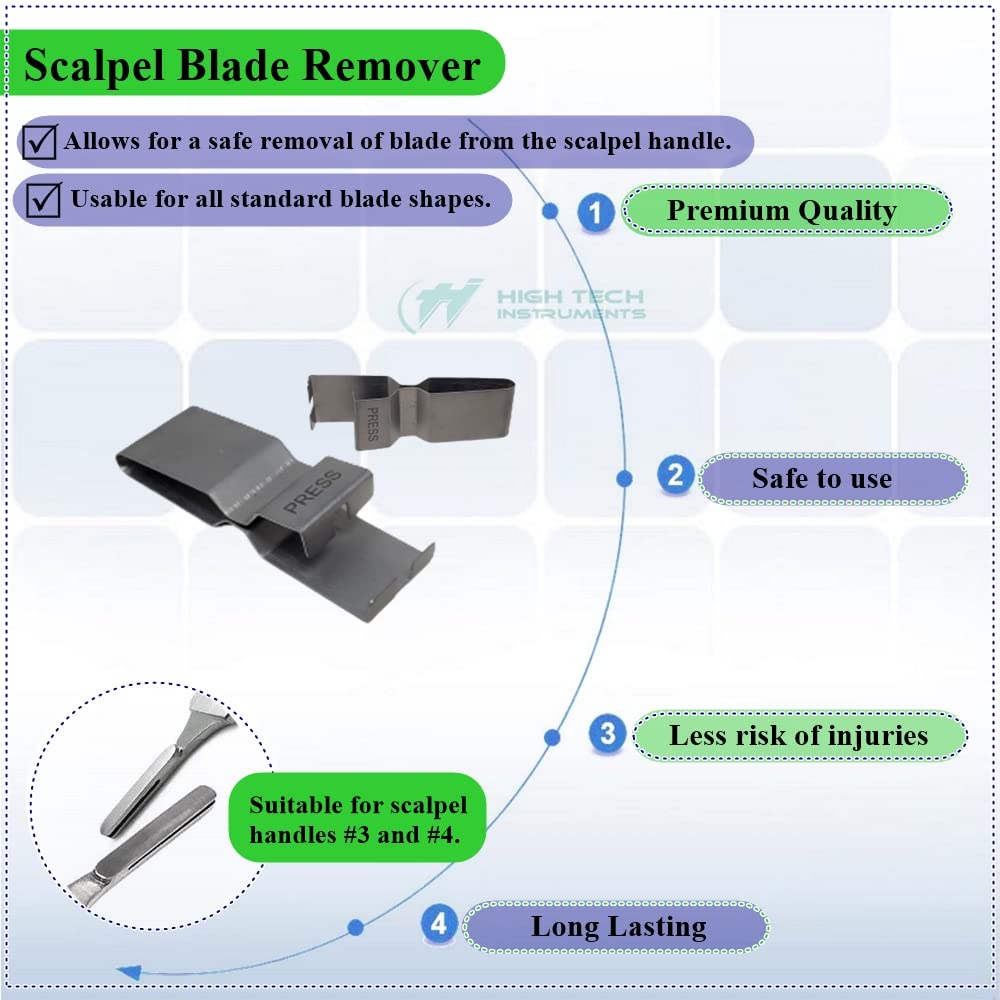 Surgical Sterile Blades #14 Box of 100 Made of High Carbon Steel & Stainless Steel Scalpel Handle Knife #3 Graduated for Lab Anatomy, Cutting, Med Student, Carving, Repairing With Blade Remover