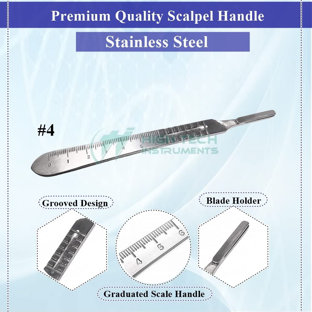 100 Pcs Box Surgical Sterile Blades #22 Made of High Carbon Steel With Stainless Steel Scalpel Handle Knife #4 Graduated Use for Biology Lab Anatomy, Cutting, Med Student, Sculpting, Repairing