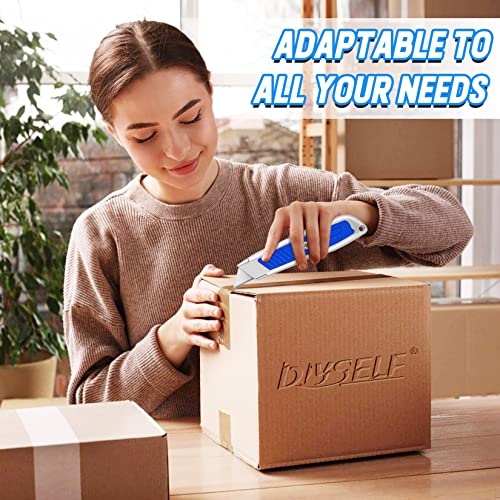 DIYSELF 2 Pack Box Cutter- Sharp Utility Knife- Box Cutters Heavy Duty for Carpet, Cardboard, Paper- Razor Knife- Box Opener- Cardboard Cutter- Exacto Knife- Retractable Knife (Blue)