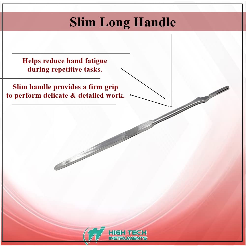 Scalpel Handle #7 Stainless Steel Knife, Blade Holder with Slim Long Handle Fits Blades No 10-16 for Precise Cutting, Student Educational-Use Biology Labs, DIY Crafts, Model Making, Repairs + More