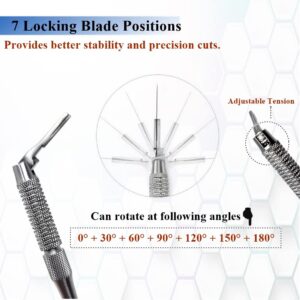 Scalpel Handle #3 Adjustable Stainless Steel Knife, With 180° Rotation Blade Holder Fits Blades No. 10, 11, 12, 15, 16 for Student & Biology Labs, DIY Crafts, Model Making, Repair Equipment